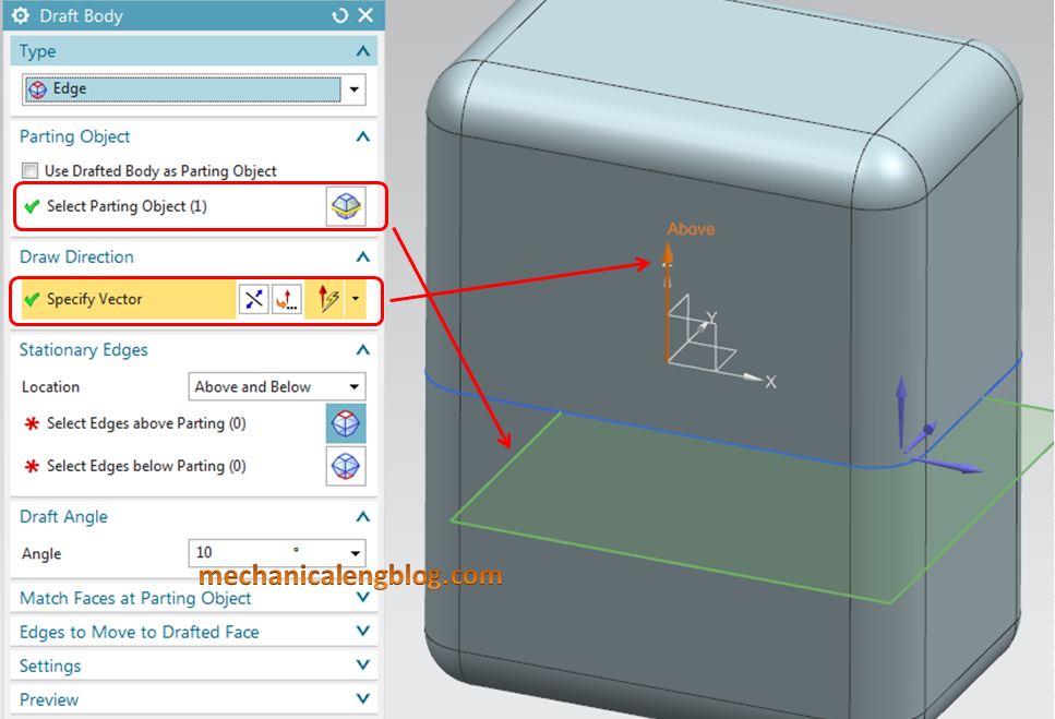siemens nx how to use draft body command - Mechanicaleng blog