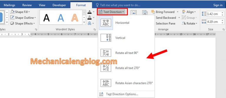 3 ways to rotate text in Word - Mechanicaleng blog